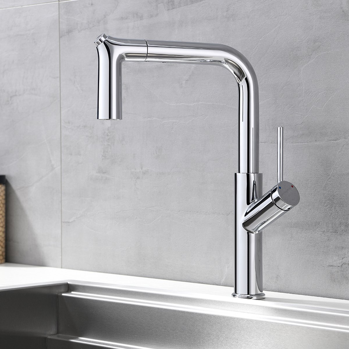 Keukenkraan met uittrekbare sproeikop CHROOM Fondo OMNITAIR | bol