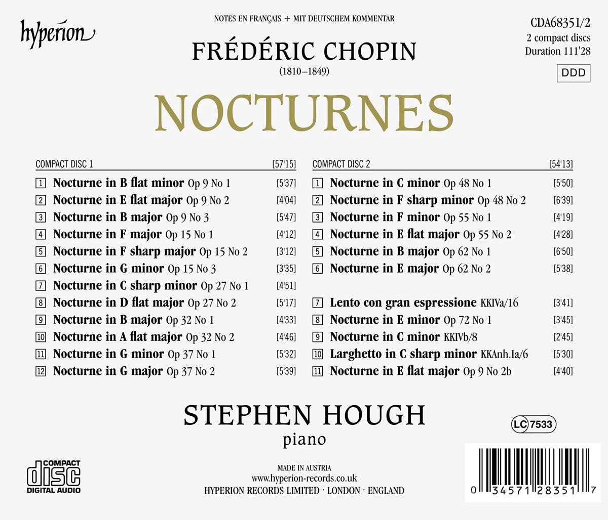 Chopin Nocturnes (CD), Stephen Hough | CD (album) | Muziek | bol.com
