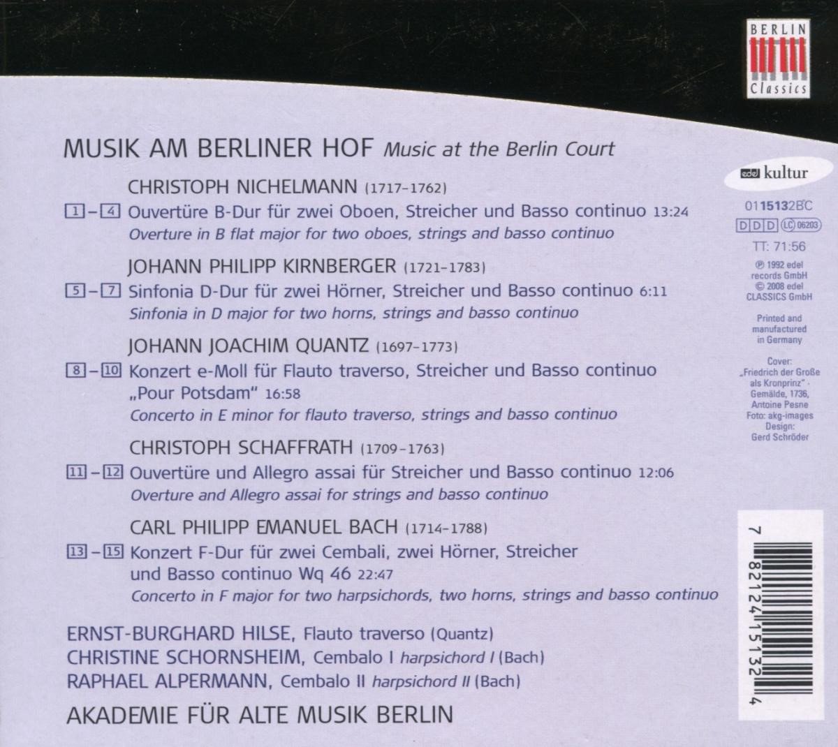 Akademie Für Alte Musik Berlin - Musik Am Berliner Hof (CD), Akademie ...