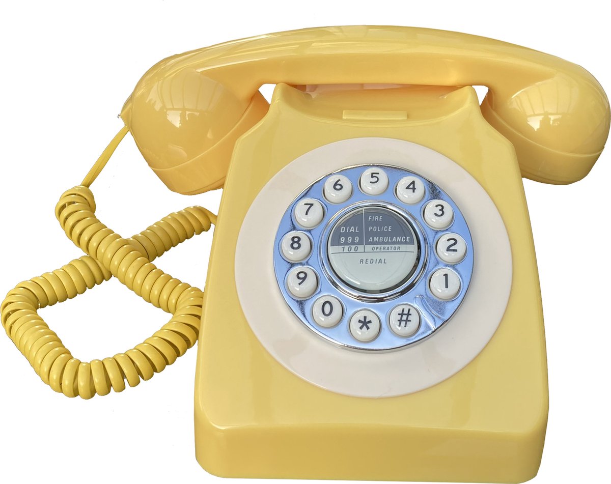 CT8019Y Retro Vaste Telefoon - Druktoets - Mechanische Rinkelbel - Geel ...