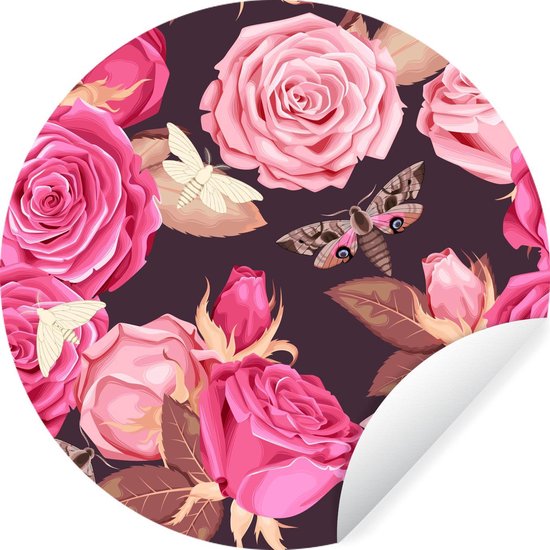 WallCircle - Muurstickers - Behangcirkel - Rozen - Vlinders - Natuur - ⌀ 30 cm -... | bol