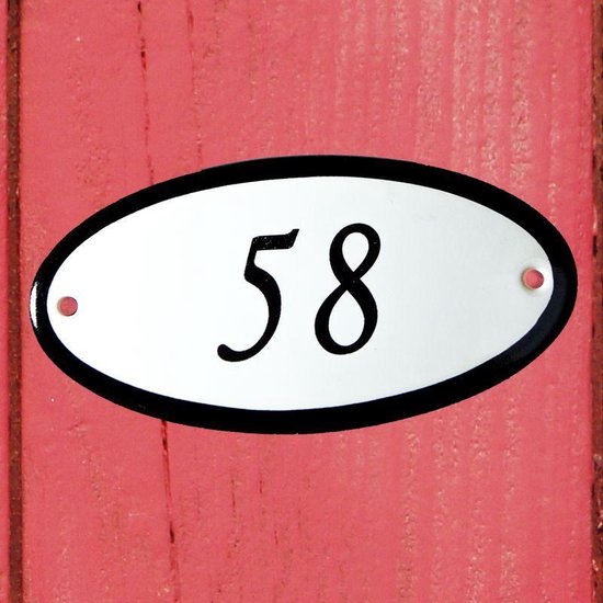 Emaille huisnummer ovaal nr. 58 10x5cm | bol
