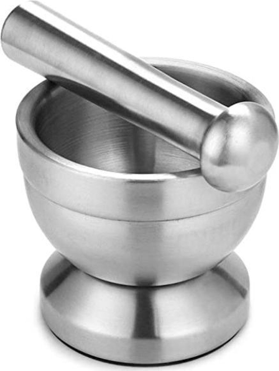 RVS Vijzel met stamper - Mortier en stamper - Mortar pestle - Extra ...