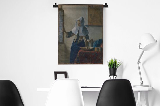 Wandkleed Johannes Vermeer - Vrouw met waterkan - Schilderij van ... Wandkleed Johannes Vermeer - Vrouw met waterkan - Schilderij van ...