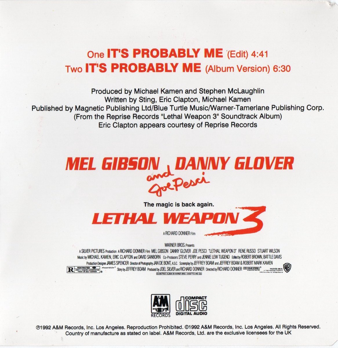 Sting - It's probably me (With Eric Clapton), Sting | Muziek | bol.com