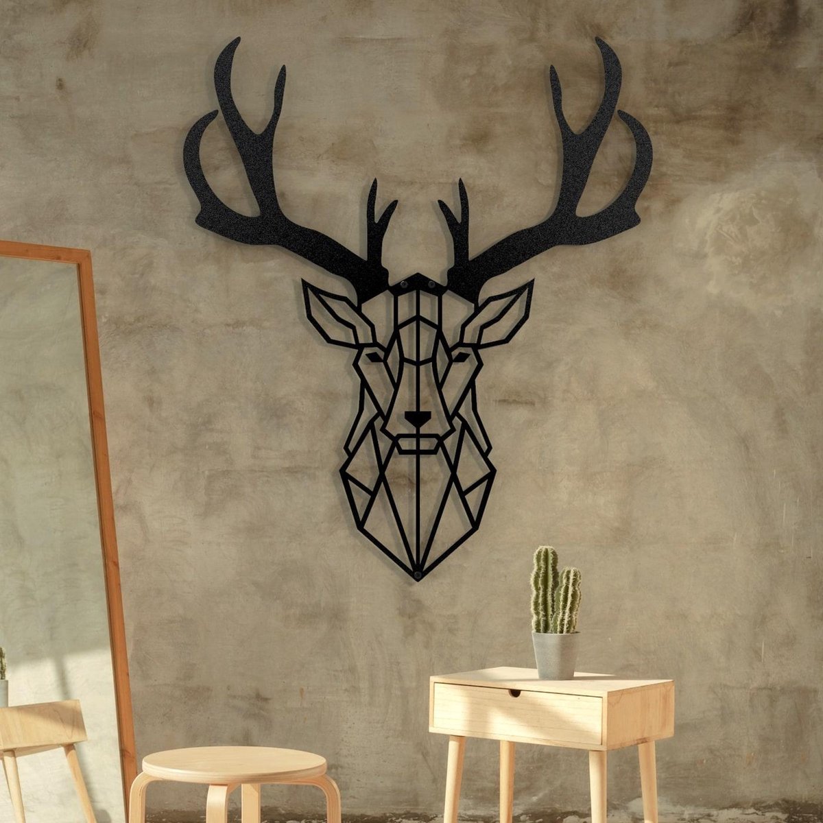 Wanddecoratie industrieel - Metaal - Dierenkop - Gewei - Hert ...