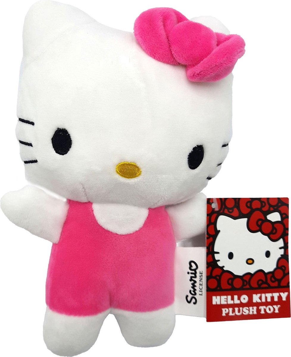 Hello Kitty - Knuffel Set (20 cm) - Handjes omhoog - Roze + Blauw ...