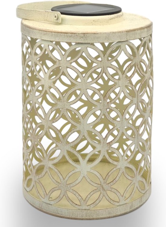 GIZMO Solar Lantaarn Rustiek - Wit – LED Tafellamp - Tuinverlichting op ...