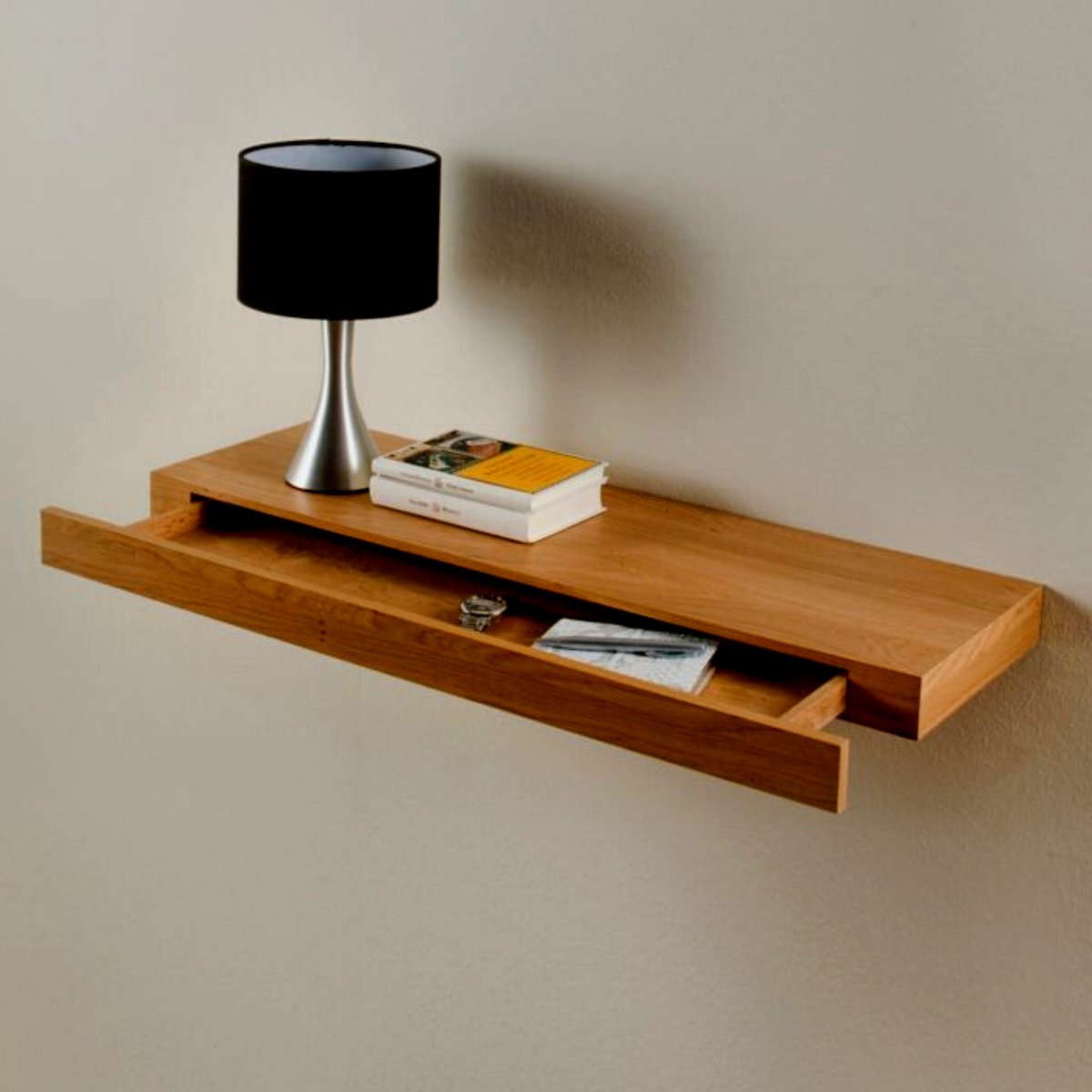 Luxe Wandplank met Lade - Eikenhout - Zwevende Boekenplank - Fotoplank ...