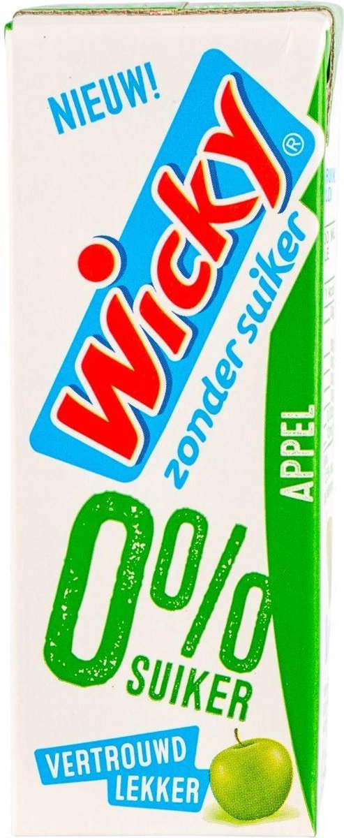 Wicky Appel Drink Zonder Suiker 0.0% | 20cl | Grote Tray 30 Pakjes ...