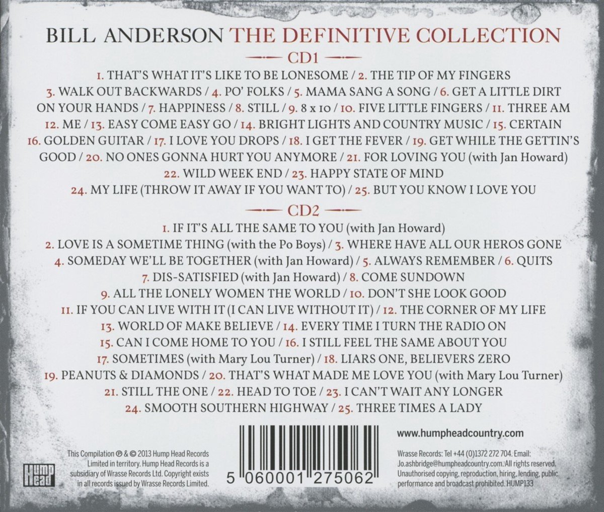 Bill Anderson - Definitive Collection (2 CD), Bill Anderson | CD (album ...