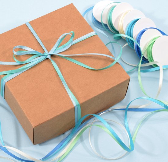 Vaessen Creative Satijn Lint - Baby Blue - Set 6 Kleuren - 3mmx2m | bol.com