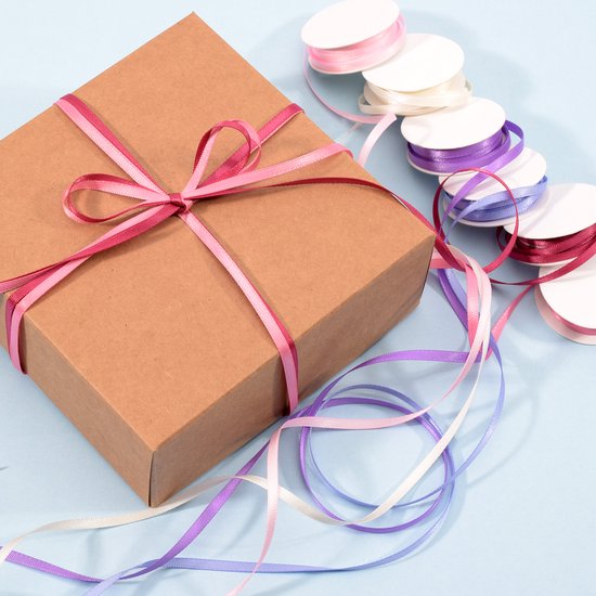 Vaessen Creative Satijn Lint - Baby Rose - Set 6 Kleuren - 3mmx2m | bol.com