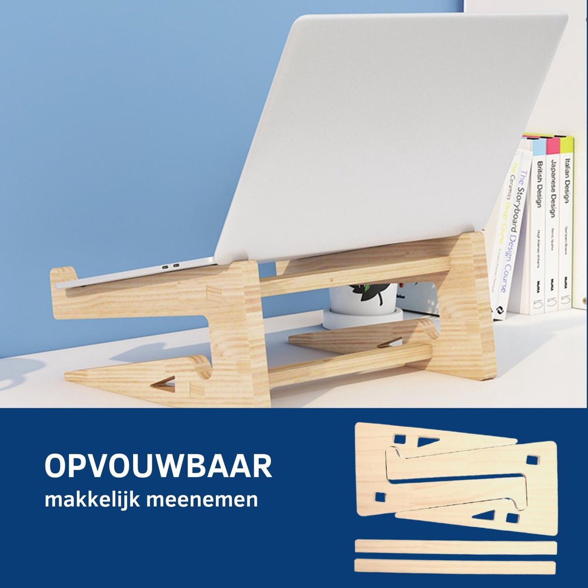 Laptop Standaard Hout - Laptop Standaard Opvouwbaar - Laptop Verhoger ...