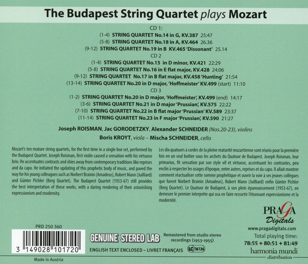 The Budapest String Quartet - String Quartets Nos.14-23 (The) (CD), The ...