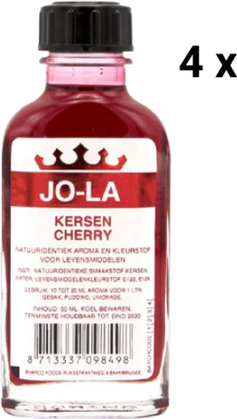 JO-LA Kersen/Cherry Aroma & Kleurstof voor levensmiddelen - per 4 st. x ...