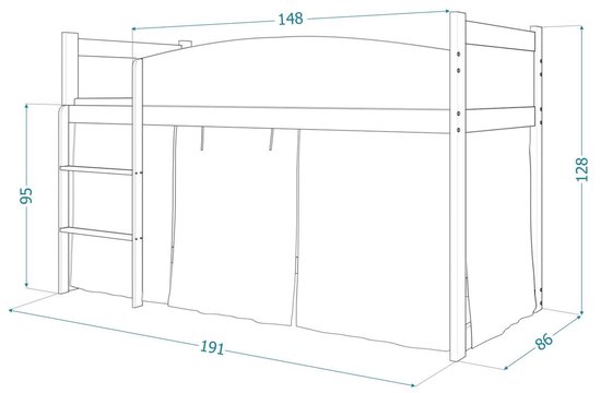 Hoogslaper kind 180x80cm grijs voetbalgoal met matras | bol