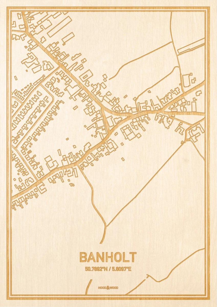 Kaart Banholt - Gegraveerde stadskaart Hood&Wood - Hout, A4 | bol.com