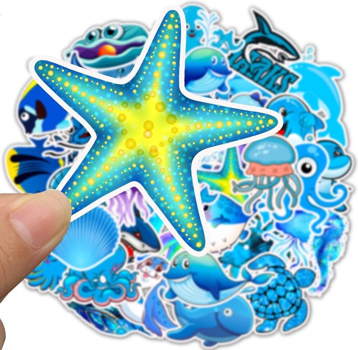 Sticker mix voor kinderen - Zeedieren - blauw - vissen | bol.com