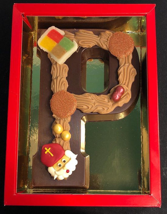 Ambachtelijk gemaakte chocoladeletter P Puur gedecoreerd - 240 gram | bol