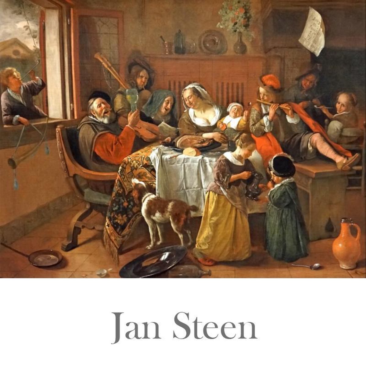 Canvas Schilderij * Jan Steen Het Vrolijke Huisgezin (1668) * - Kunst ...
