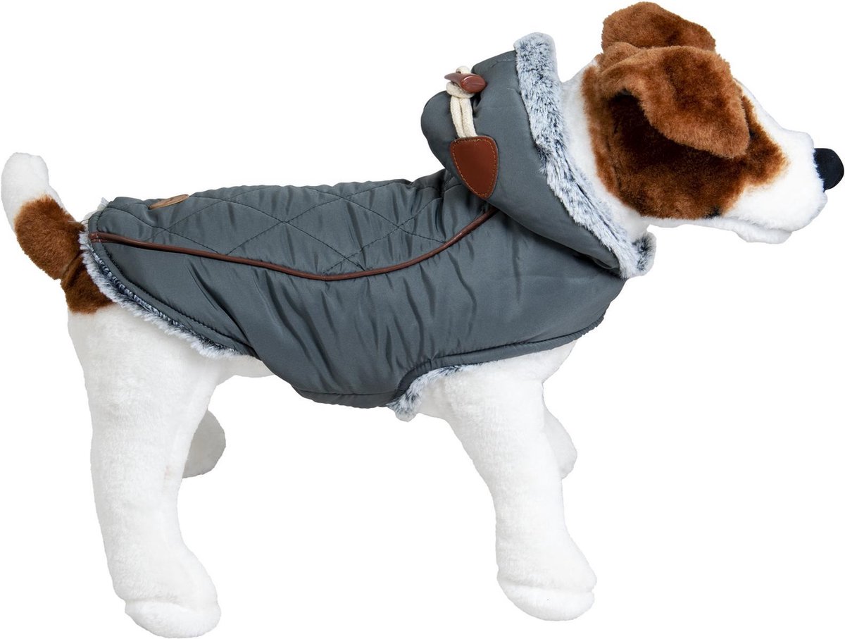 Jack and Vanilla hondenjas JV DOGWALK Jas met Kap Grijs/Bruin-L 39cm | bol.com