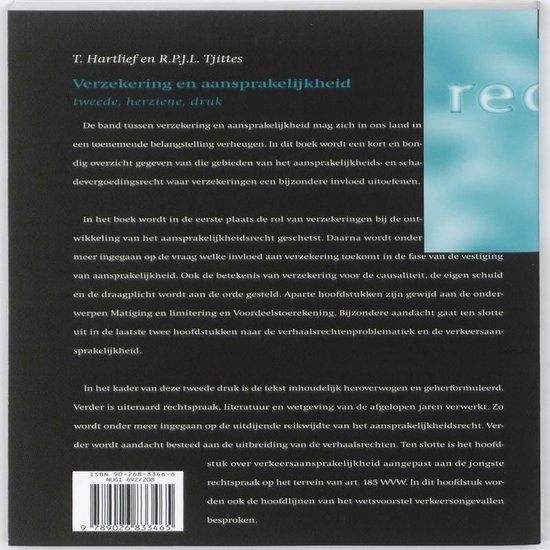 Verzekering en aansprakelijkheid, Ton Hartlief | 9789026833465 | Boeken ...