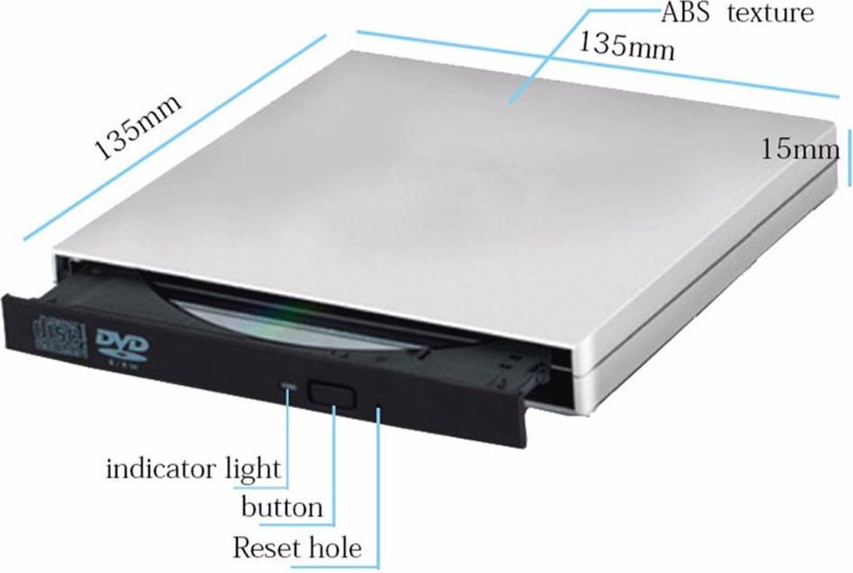 iOS en Windows - Plug & Play Externe CD/DVD Drive Speler Reader - USB ...