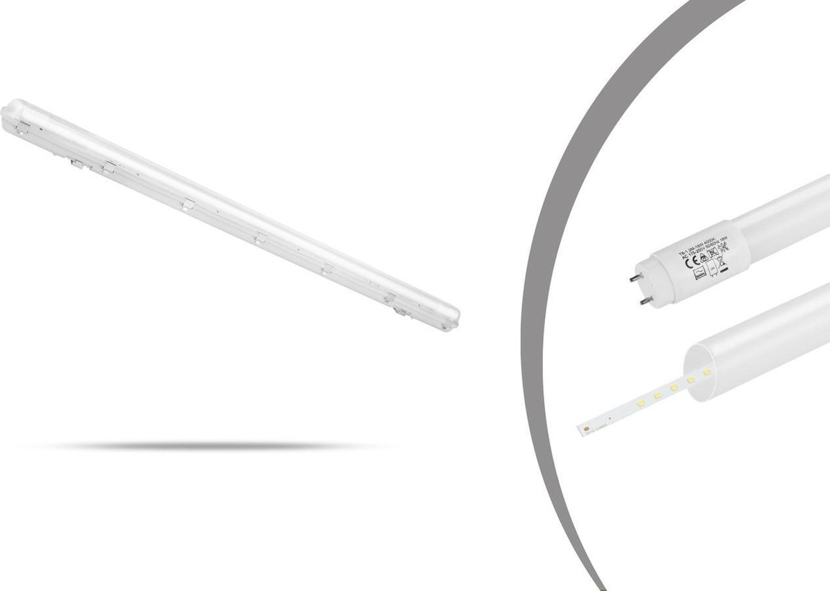 LED TL Verlichting - Balk Opbouw Lamp 4000K - 18 Watt IP65 Waterdicht ...