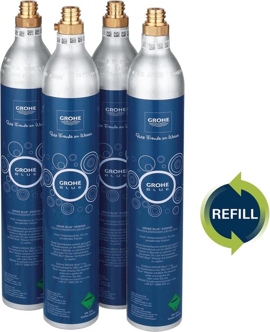 GROHE Blue® Refill, bevat 4 x 425 g CO2 flessen voor gebruik met GROHE ...