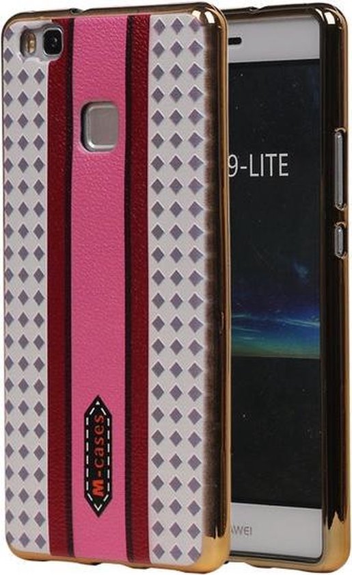 M-Cases Roze Paars Ruit Design TPU back case cover cover voor Huawei P9 ...