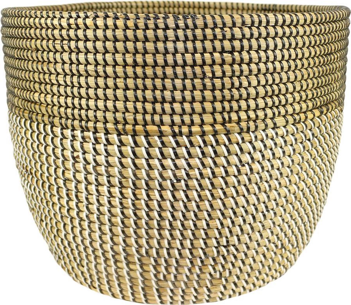 Grote mand - plantenpot van zeegras - Zwart-Wit - Medium | bol.com