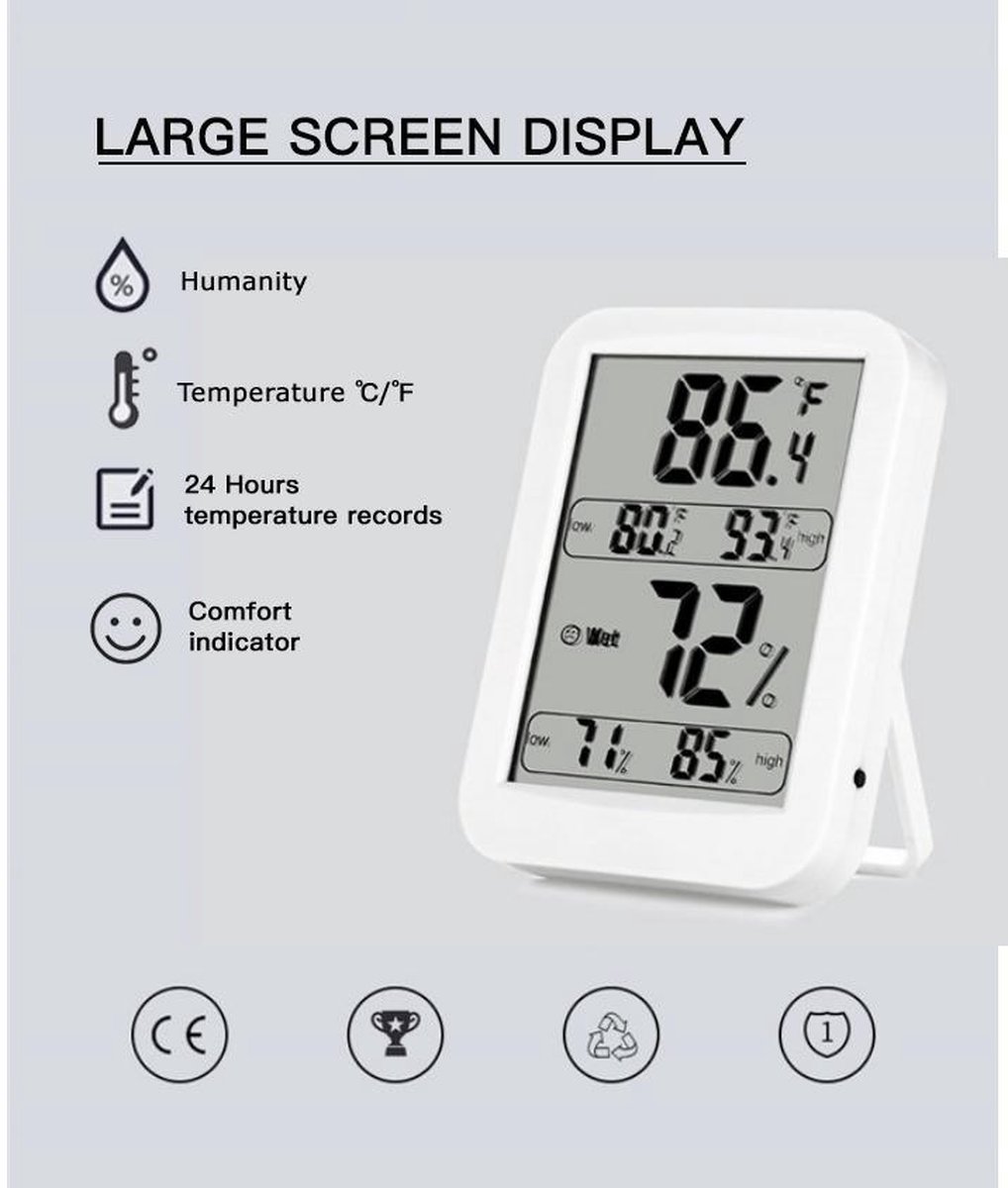 Temp Pro thermometer - Comfortindicator - hygrometer - Hoge ...