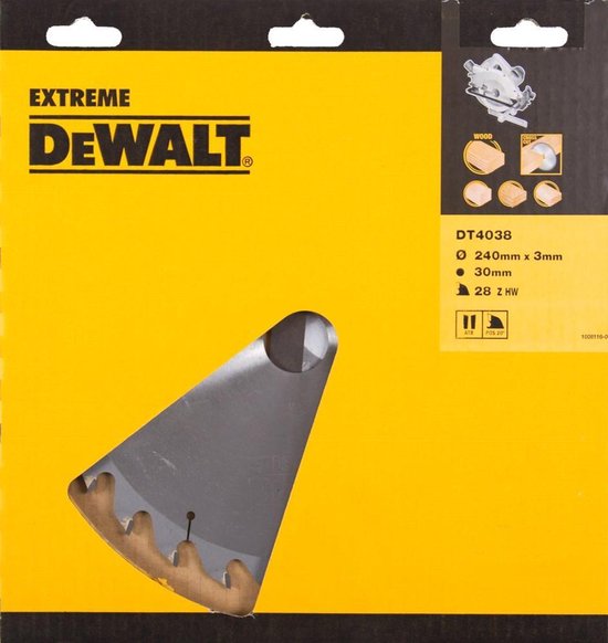 DeWalt DT4038 Extreme Cirkelzaagblad - 240 x 30 x 28T - Hout / Laminaat ...
