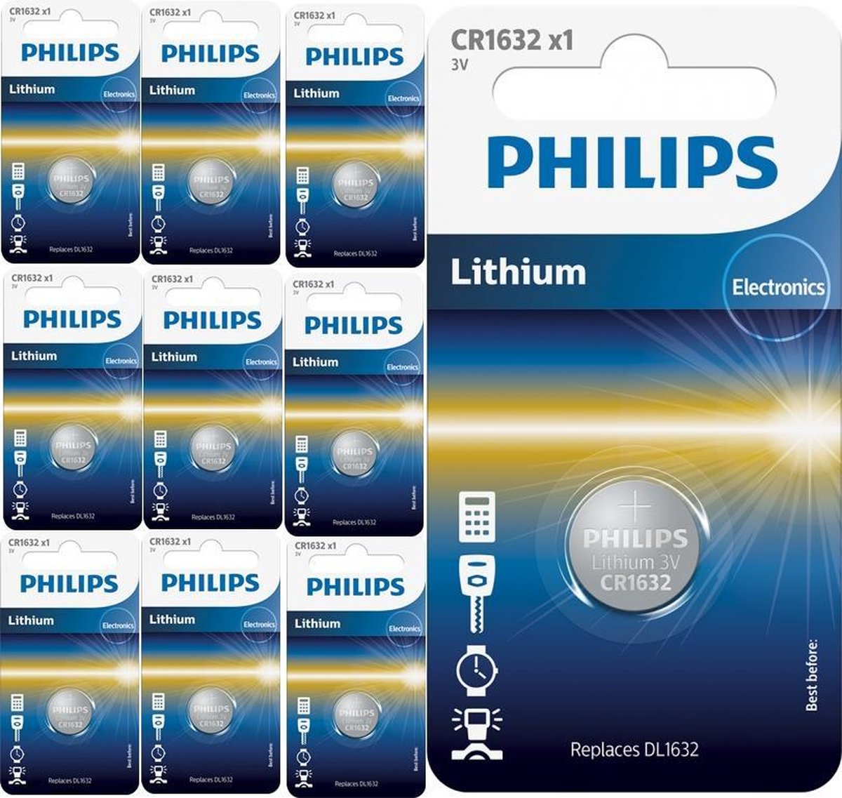 10 Stuks (10 Blister ) Philips CR1632 3v lithium knoopcelbatterij | bol.com