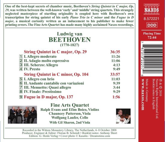 Gil Sharon, Fine Arts Quartet - Beethoven: String Quintet In C Major ...