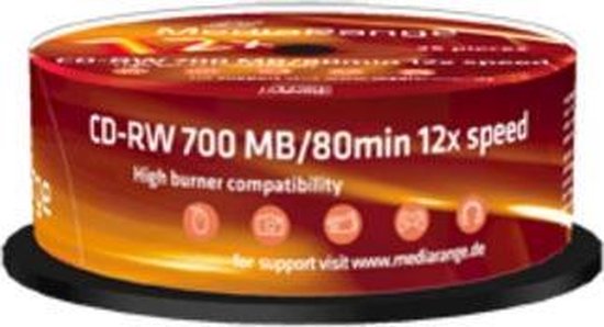 MR235-25 - 12x - CD-RW - 120 mm - 700 MB - Cakebox - 25 pc(s) | bol