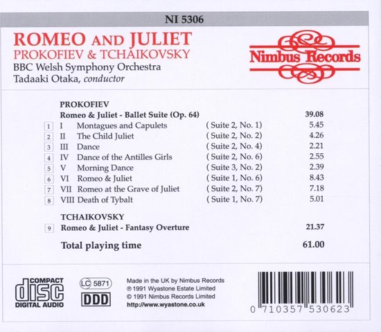 BBC Welsh Symphony Orchestra, Tadaaki Otaka - Tchaikovsky & Profofiev's Romeo & Juliet... | bol