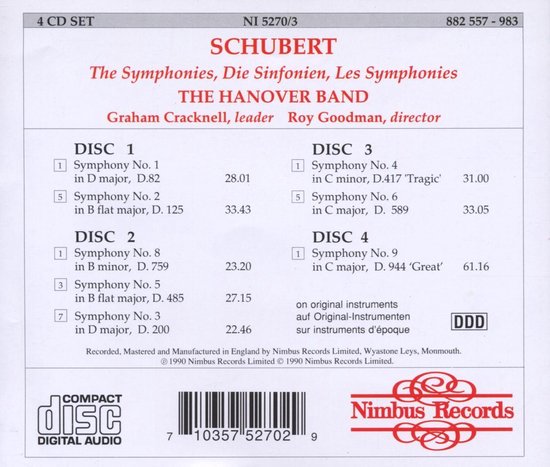 The Hanover Band, Roy Goodman - Schubert: The Symphonies - Nos. 1-9 (4 CD), The... | bol