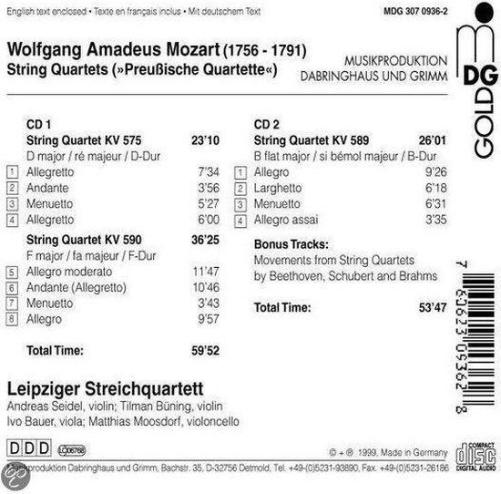 String Quartets KV 575, 5, Leipziger Streichquartett | CD (album) | Musique | bol.com