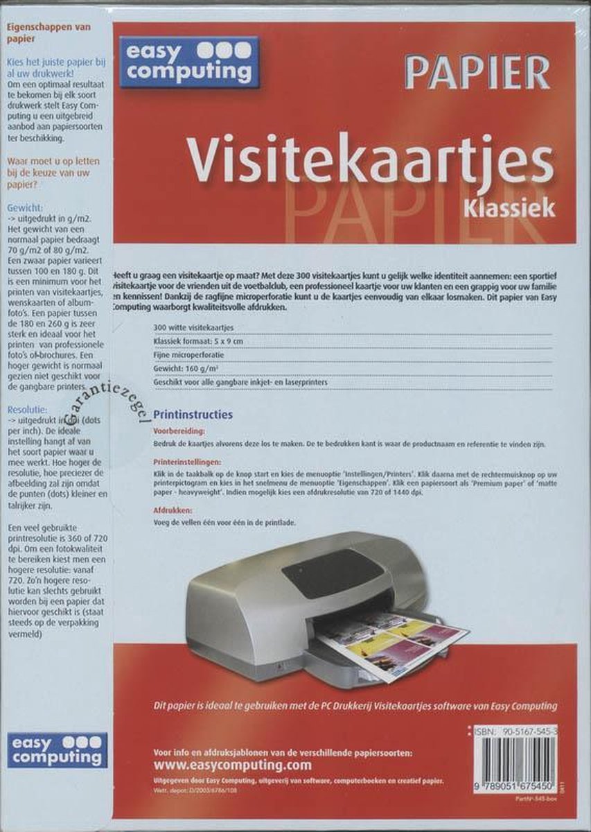 Easy Computing Visitekaartjes / Standaard met microperforatie, Easy ...