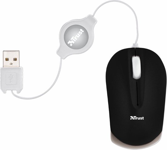 Trust Nanou Retractable - Mini Muis - Zwart | bol.com