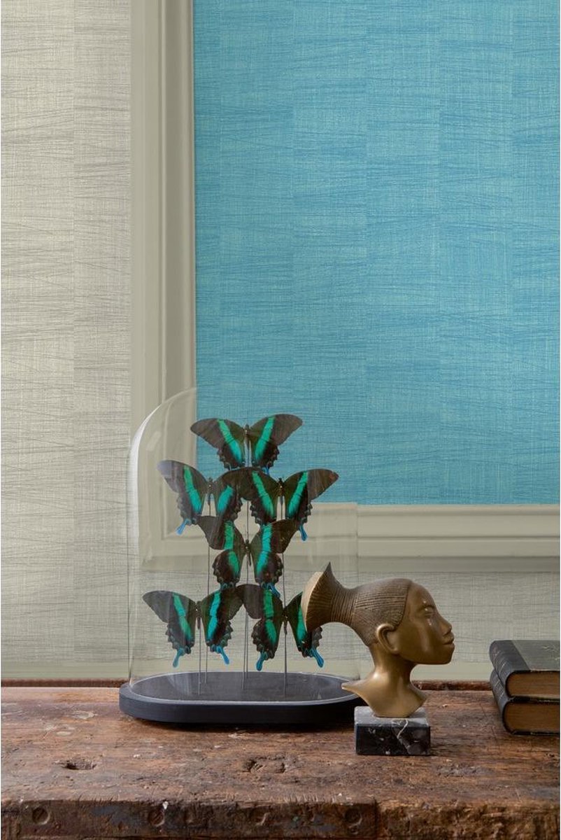 Botanical uni petrol behang (vliesbehang, blauw) | bol