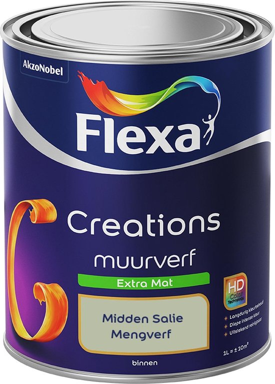 Flexa Creations Muurverf Extra Mat - Midden Salie - Watergedragen - 1 L ...