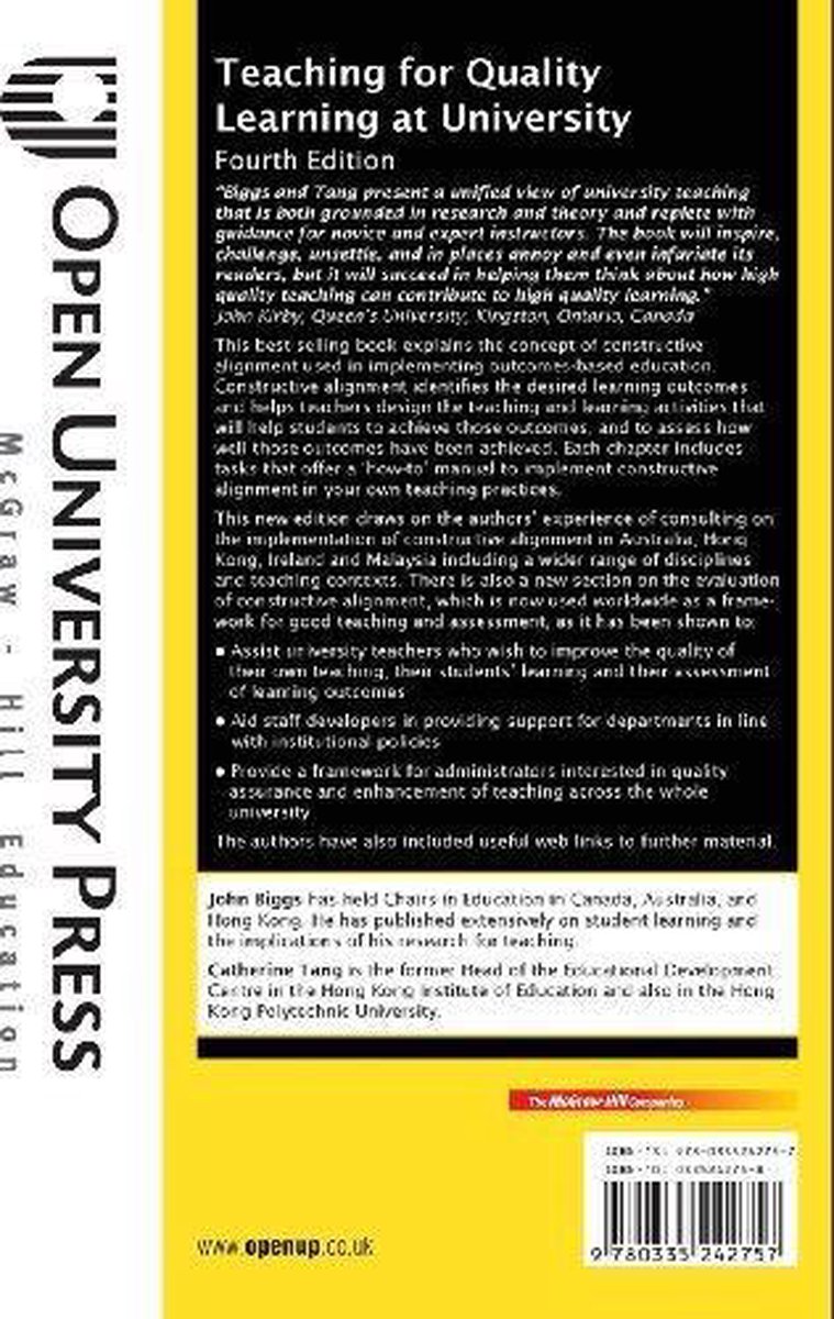 Teaching For Quality Learning University | 9780335242757 | John Biggs ...