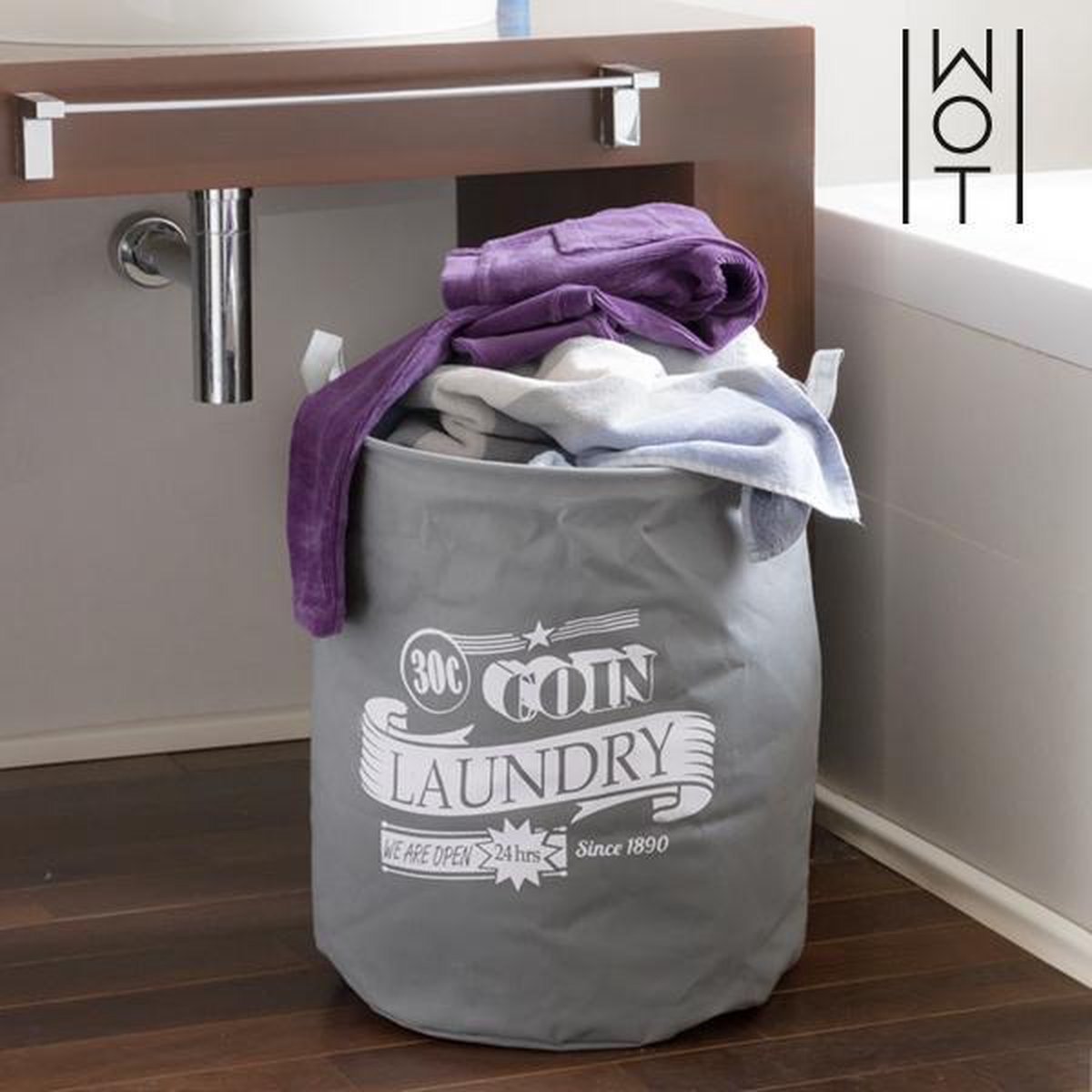 Waszak Laundry Wasmand Zak Vintage Leuke tekst grijs | bol.com