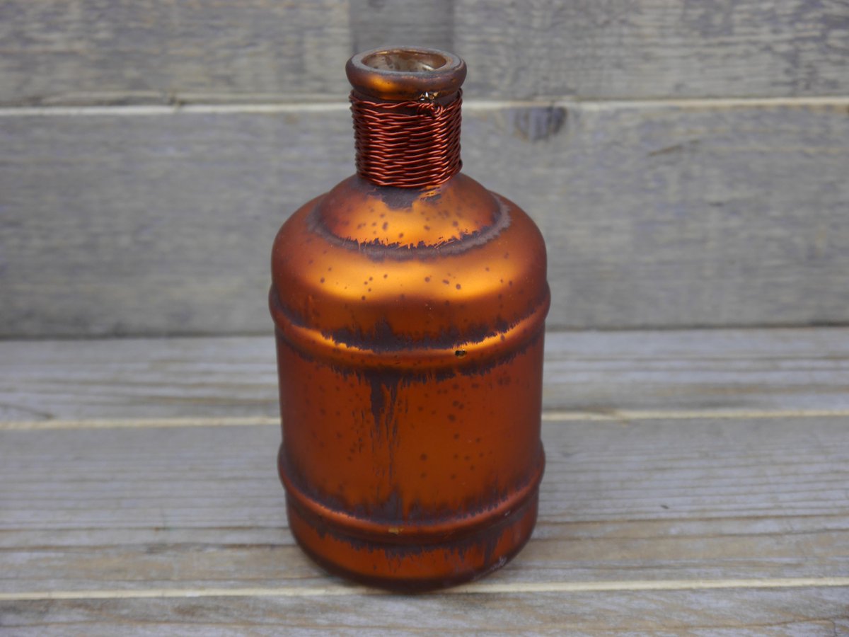 SENSE Decoratieve fles vaas met opdruk - Vintage stijl vaas - Vaas ...