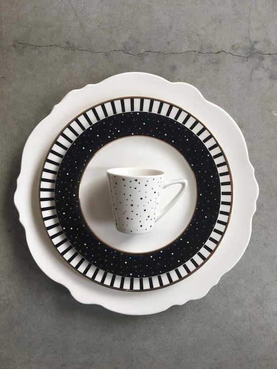 Dutch Rose Loft Zwart-Wit Espresso Kopje Wit met Glitters 9 cl | bol.com