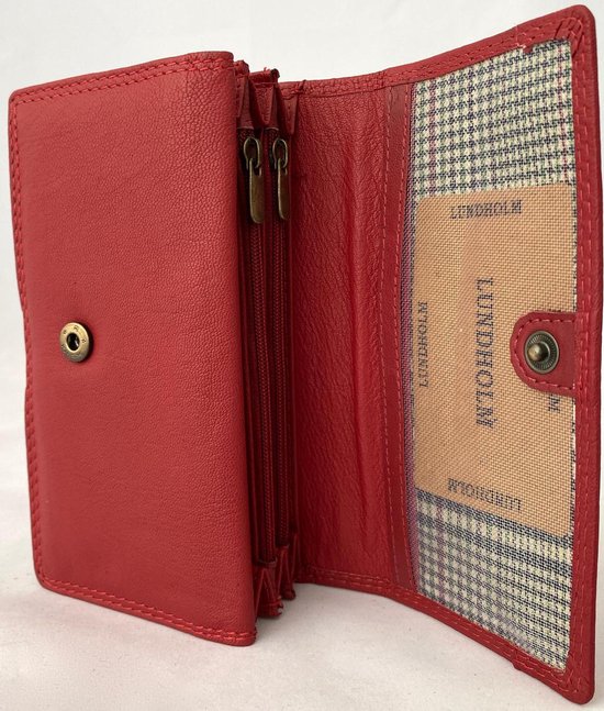 Lundholm RFID - Leren dames portemonnee dames leer rood RFID - anti ...