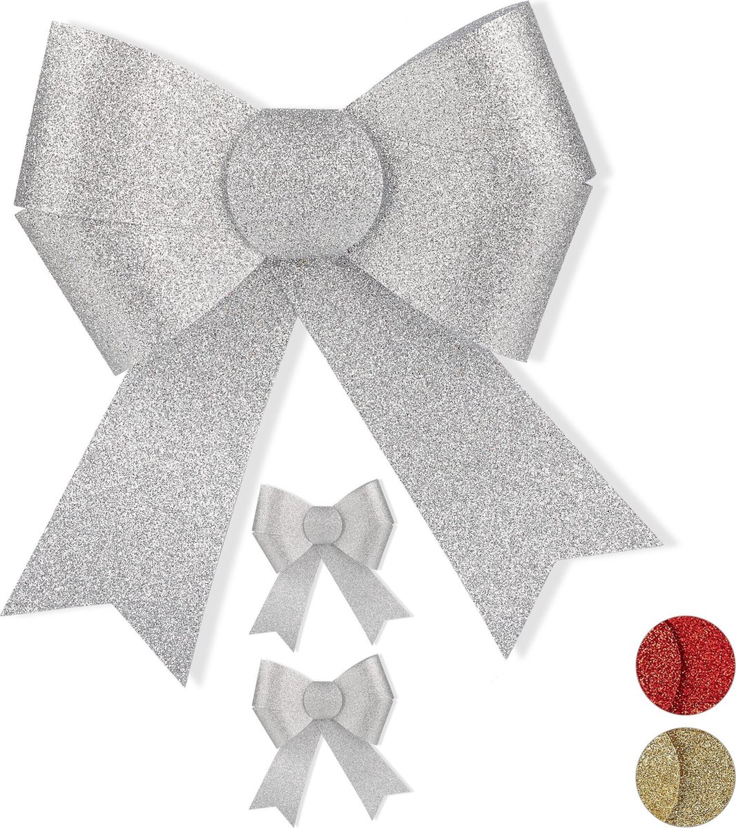 Relaxdays grote strik - set van 3 - cadeau strik - decoratie - glitter ...